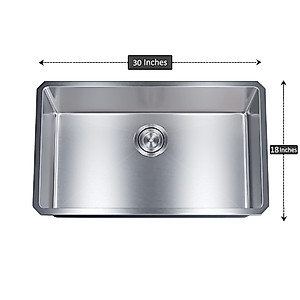 Dowell 10" Deep Undermount Single Bowl 30x18 Stainless Steel Kitchen Sink (16 Gauge, 6008 3018)