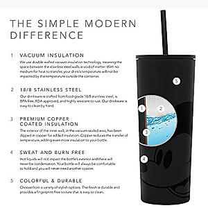 Simple Modern Disney Insulated Tumbler Cup with Flip Lid and Straw Lid | Gifts for Women Men Reusable Stainless Steel Water Bottle Travel Mug | Classic Collection | 24oz Mickey Mouse on Black