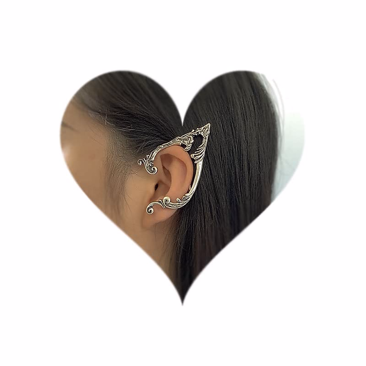 Asphinien Gothic Elves Ear Cuff 2pcs Piercing Cartilage Climber Ear Wrap Retro Silver Stud Earrings Punk Hip Hop Clip on Statement Earrings Gift for Women