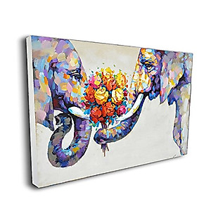 Pinetree Art Elephant Artwork Canvas Wall Art Painting Elephant Wall Decor for Home Decoration (36 x 24 inch, Framed)