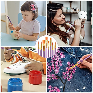 ESRICH Acrylic Paint Brushes Set, 16Packs/160 Pcs, Suitable for Acrylic, Oil, Watercolor,Rock Body Face Nail Art,Perfect Suit of Art Painting, Best Gift for Kids Adult Drawing, Purple