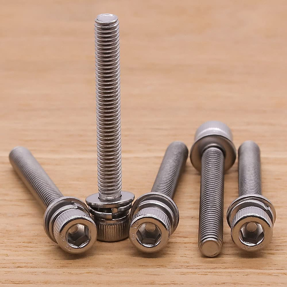 M5 x 40mm 30 PCS Socket Head Cap Screws with Flat Washer and Lock Washers, 304 Stainless Steel 18-8, Bright Finish, Full Thread, DIN912