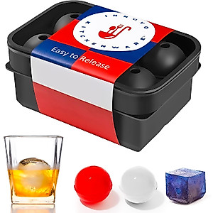 2 Pack Cocktail Ice Large Ice Cube Molds - Sphere Ice Cube Silicone Molds & Square Silicone Mold for Cocktails & Whiskey - BPA Free Whiskey Cube Tray - Keep Drinks Chilled - Large Silicone Ice Molds