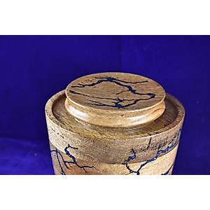 Round Blue urn Wooden Urn Box Lichtenberg Figure Resin Urn Cremation Urn for Human Ashes Adult Funeral Urn for Ashes pet Loss Gift Sympathy Gift Memorial Urn Fractal Burning Urn (up to 220 lbs)