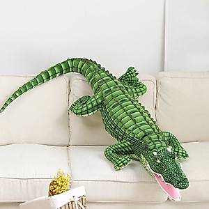MMTTAO Alligator Plush Toy Realistic Crocodile Stuffed Animal 39 Inch Jumbo Animal Stuffed Soft Plushies Cute Dolls Collection Huggable Throw Pillow Cushion Gift for Kids Children Boys Girls, 39Inches