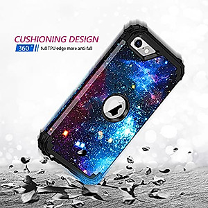 Miqala for iPhone SE 2022/2020 Case,Shiny in The Dark Three Layer Heavy Duty Shockproof Hard Plastic Bumper +Soft Silicone Rubber Protective Case for Apple iPhone SE(3rd Gen/2nd Gen) 4.7 inch,Blue