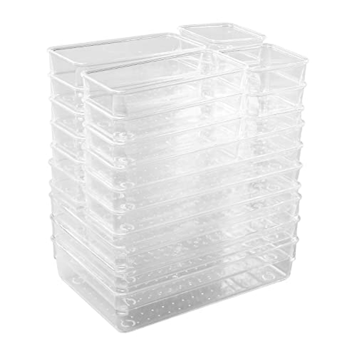 Modern-Depo 25 PCS Clear Drawer Organizer Set 4 Sizes Plastic Drawer Storage Bins Dividers Trays Dot Box for Makeup, Jewelry, Kitchen Utensils, Gadgets, Office