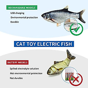 Floppy Fish Dog Toy,Floppy Fish,11" Realistic Interactive Perky Pet Floppy Fish Cat toy,USB Charging Floppy Fish Friend Dog Toy,Dog Fish Toy Flopping Can Chew and Kick,Reducing Stress For Cats