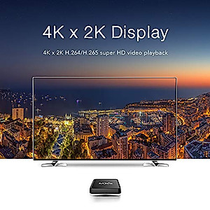 MXQ Android 7.1 ATV TV Box with Build-in AI Speaker AI Assistant S905W Quad-core 2G+16G 4K up to 60fps WiFi 2.4GHz BT 4.0 Smart Streaming Media Player for Home Entertainment