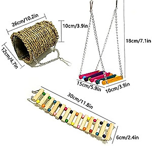 Hamiledyi Hamster Climbing Bridge, Small Animal Ladder Hammock Swing Set Toys for Bird Guinea Pig Chinchilla