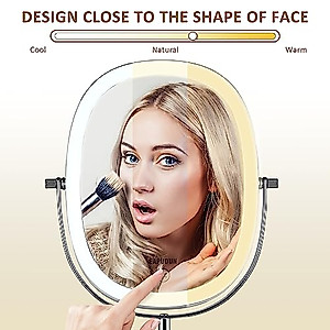 EAPUDUN 9" Makeup Mirror with Lights, 84 Premium LED Beads Lighted Rechargeable Makeup Mirror with 3 Colors Modes Brightness Adjustable, 1X/7X Magnifying Mirror with 360° Rotation - Chrome