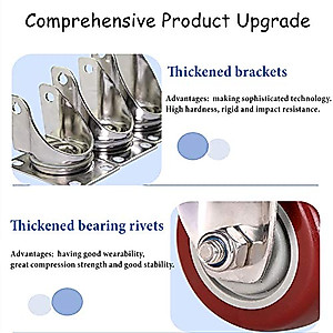 ABSLIMUS 4 inch Heavy Duty Casters Load 2400lbs, Lockable Bearing Plate Caster Wheels with Brakes, 360-degree Swivel Casters for Furniture and Workbench Cart, Set of 4 (Free Screws and a Spanner)