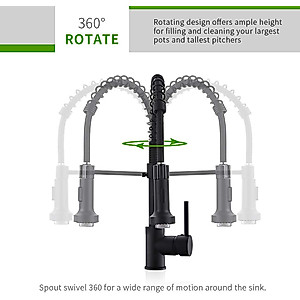 GIMILI Black Kitchen Faucet with Sprayer Modern Single Handle Pull Down Sprayer Matte Black Kitchen Faucet Pull Down with LED Light