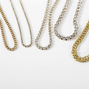 kelistom Cuban Link Rhinestone Tennis Anklet Set for Women Teen Girls, 18K Gold or White Gold Plated Chain Ankle Bracelets for Women with Extension