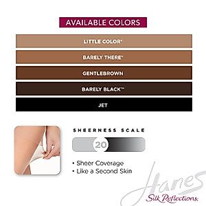 Hanes Silk Reflections Control Top Sheer Toe Silky Sheer High Waisted Pantyhose, Little Color, Size AB (Pack of 1)