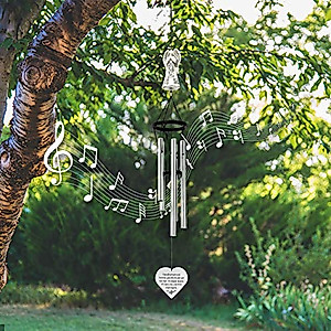Memorial Wind Chimes with Celtic Angel & Heart - Goodbyes are Not Forever - Sympathy Gift for Loss of a Loved One