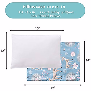 Gina Era Toddler Pillowcase,(2 Pack) 100% Cotton Pillowcase, Size:14 * 19 inch,Fits Kids Pillows Sized 13 x 18 or 12 x 16 - Machine Washable (Style4)