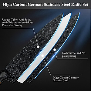 Vvwgkpk 12-Piece Kitchen Knife Set with Wooden Block,Professional Chef Knife Sets with steak knives,High Carbon German Stainless Steel Knife with Japanese Designed Wooden Pattern Stainless Handle