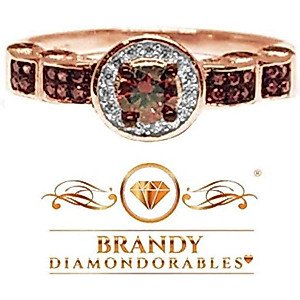 BRANDY DIAMONDORABLES♥ 18k Rose Gold Silver Chocolate Brown Solitaire Lovely Halo Ring 2.00 Ctw. (6.5)