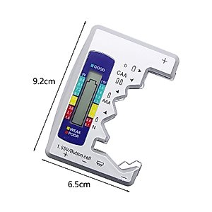 Battery Tester, Universal Battery Checker Small Battery Tester, LCD Display, Household Batteries Battery Tester, Power Indicator No Batteries Required AAA AA 9V Battery Detector Home Use Black