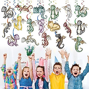 Dragon Party Hanging Swirls Dragon knight Ceiling Swirls Fantasy Dragon Foil Swirls Dragon Birthday Party Decorations Streamers for Dragon Theme Baby Shower Supplies