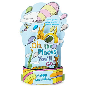 Hallmark Dr. Seuss Pop Up Graduation Card Money or Gift Card Holder (Oh, the Places You'll Go!) for High School, Kindergarten, Middle School, College and College Graduates - 3D Paper Wonder Card
