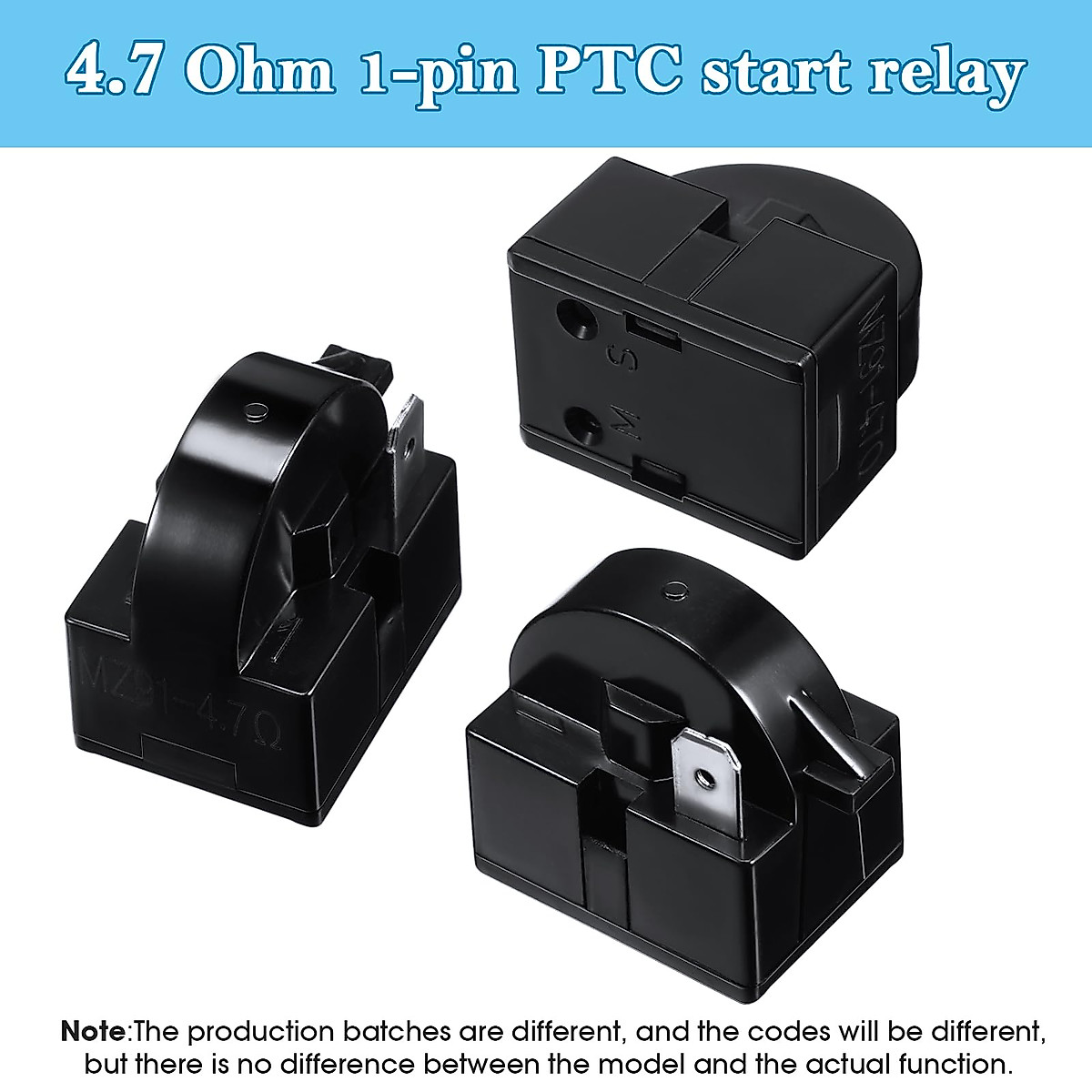 Mudder QP2-4.7 PTC Starter Relay 1 Pin Refrigerator Starter Relay and 6750C-0005P Overload Protector Compatible with LG Refrigerator Compressor, 2 Pieces in Total