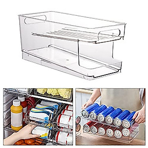 Can Holder, PET Can Drink Dispenser Organizer, Slope Storage Drink Canned Food Container Organizer, for Fridge Freezer Pantry Cabinet Kitchen (C)