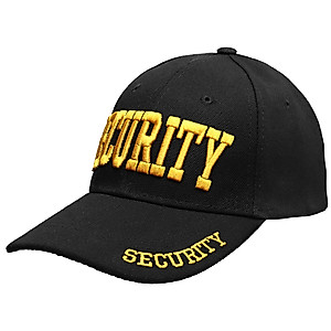 Wholesale 48-Pack Security Hat Baseball Cap - Gold or White Embroidery Security Front, Bill & Back - Adjustable Size - Gold