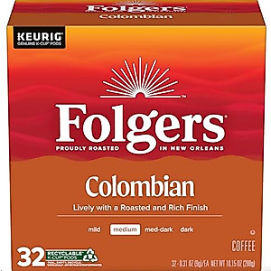 Folgers Colombian Medium Roast Coffee, 128 Keurig K-Cup Pods