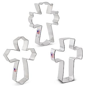 Cross Cookie Cutters 3-Pc. Set Made in USA by Ann Clark, Holy Cross, Extra Large Cross, Fancy Cross