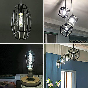 Austin Coast ST19/ST58 Vintage LED Edison Bulb,4.5W Daylight 5000K,Dimmable Flexible Spiral LED Filament Light Bulb with Smoky Grey Glass，4.5W Equivalent to 45W, E26 Base(4.5W-5000K-6 Pack)