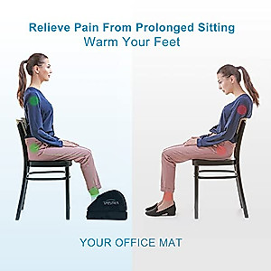 Foot Rest for Under Desk at Work, Foot Rest with Warm Plush Feet Pocket, Ergonomic Adjustable Memory Foam Footrest for Office Chair, Foot Stool for Office & Airplane Travel - Back & Leg Pain Relief