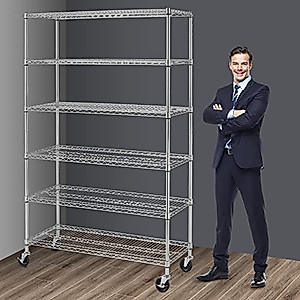 Meet perfect Adjustable Storage Shelves 6 Tier Wire Shelving Unit and Storage, 2100lbs Capacity Metal Shelving Heavy Duty Garage Shelves Storage Rack, 48" D x 18" W x 82" H, Chrome