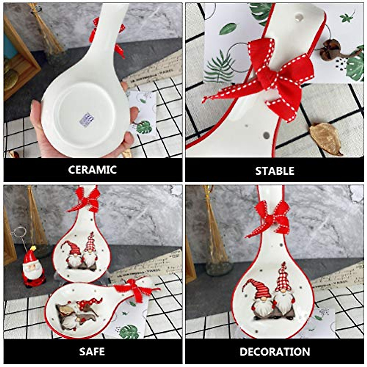 2pcs Christmas Spoon Rest Ceramic Chopsticks Holder Table Decorations Christmas House Warming Gift