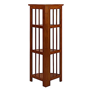 Casual Home 4-Shelf Corner Folding Bookcase, Honey Oak