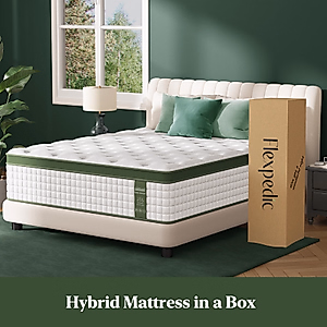 King Mattress, 14-Inch Plush Luxury Hybrid Mattress, Fiberglass-Free Mattress in a Box with Gel Memory Foam, Individual Pocket Spring for Motion Isolation-Edge Support,CertiPUR-US,100 Nights Trial