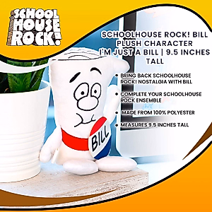 Schoolhouse Rock! Bill Adult Plush Character | I'm Just A Bill Fan Favorite Collectible | 9.5 Inches Tall