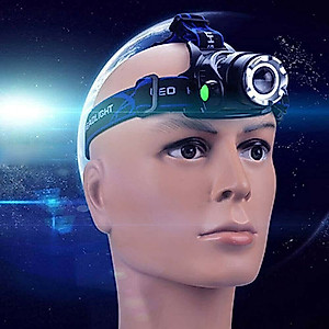 Wrrozz LED Headlamp Rechargeable Flashlight, Super Bright Tactical Head Lamp for Adults, Waterproof Headlight, Car & Wall Charger, for Outdoor Running Hunting Reading Hiking Camping Night Fishing