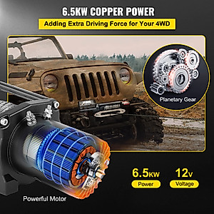 VEVOR 17500Ibs Truck Winch, Black