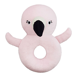 Doindute Baby Flamingo Soft Rattle Toy, Flamingo Plush Infant Shaker Rattle Easy-Grasp Stuffed Animal Toy, Gifts for Newborns Babies Toddlers Boys Girls, Pink, 5 Inches