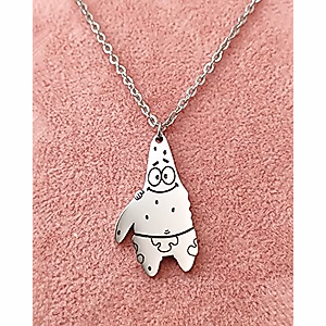 HOFOYA A pair Spongebob and Patrick Star Necklace,Sisters Necklace Set 2,Best Friend Pendant of 2 BFF Friendship Cute Funny Cartoon Necklaces, Christmas Birthday Valentine's Day Gift.