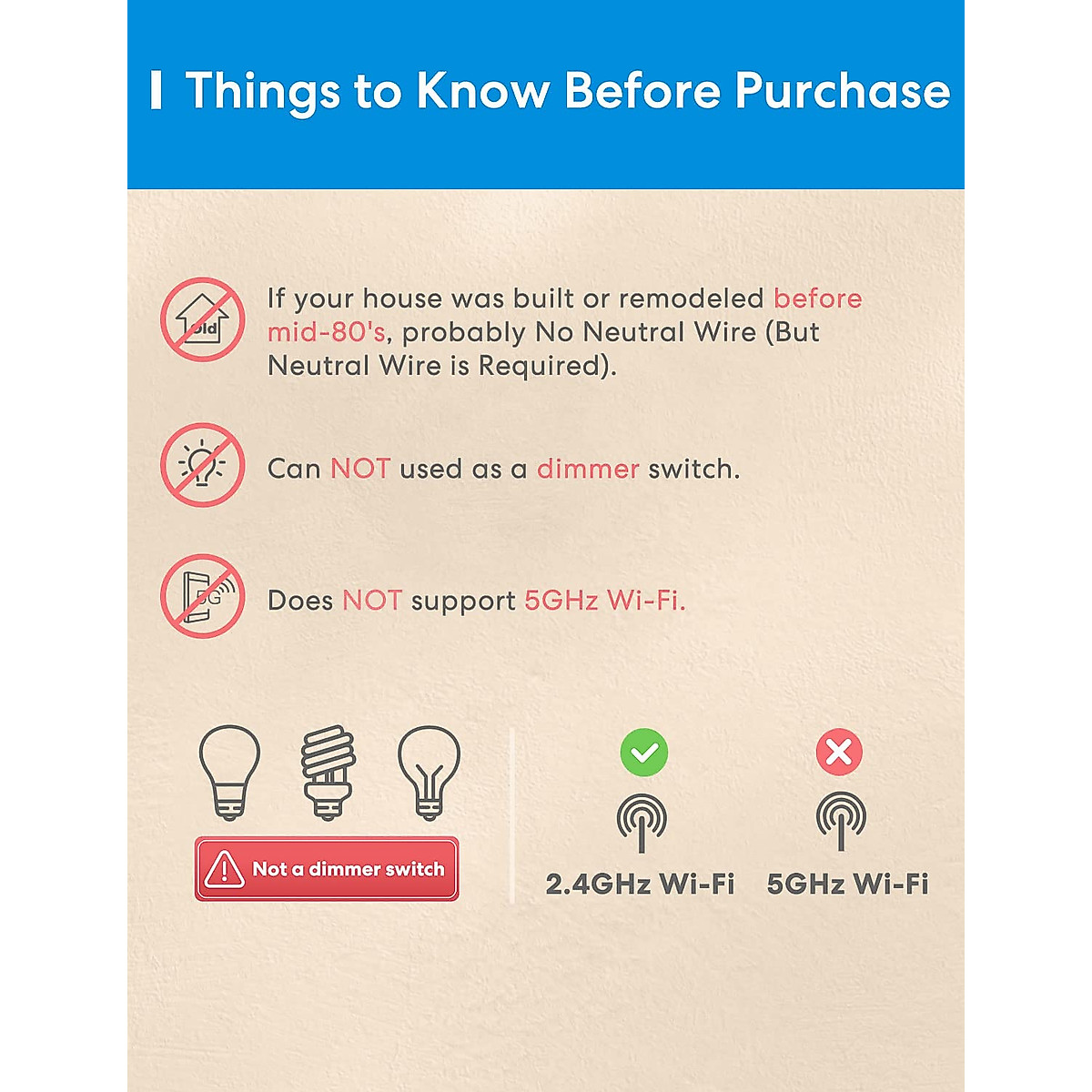 meross 3 Way Smart Switch, Smart Light Switch Supports Apple HomeKit, Siri, Alexa, Google Assistant & SmartThings, 2.4GHz WiFi Light Switch Neutral Wire Required, Remote Control Timer 1 Pack