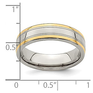 Diamond2Deal Edward Mirell Titanium and 14k Gold 6mm Miligrain Wedding Band Ring