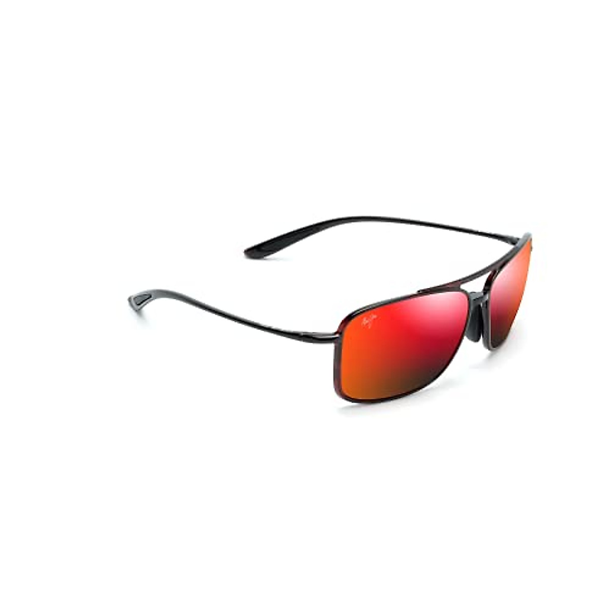 Maui Jim Men's and Women's Kaupo Gap Polarized Aviator Sunglasses, Red/Black Tortoise/Hawaii Lava ™, Medium