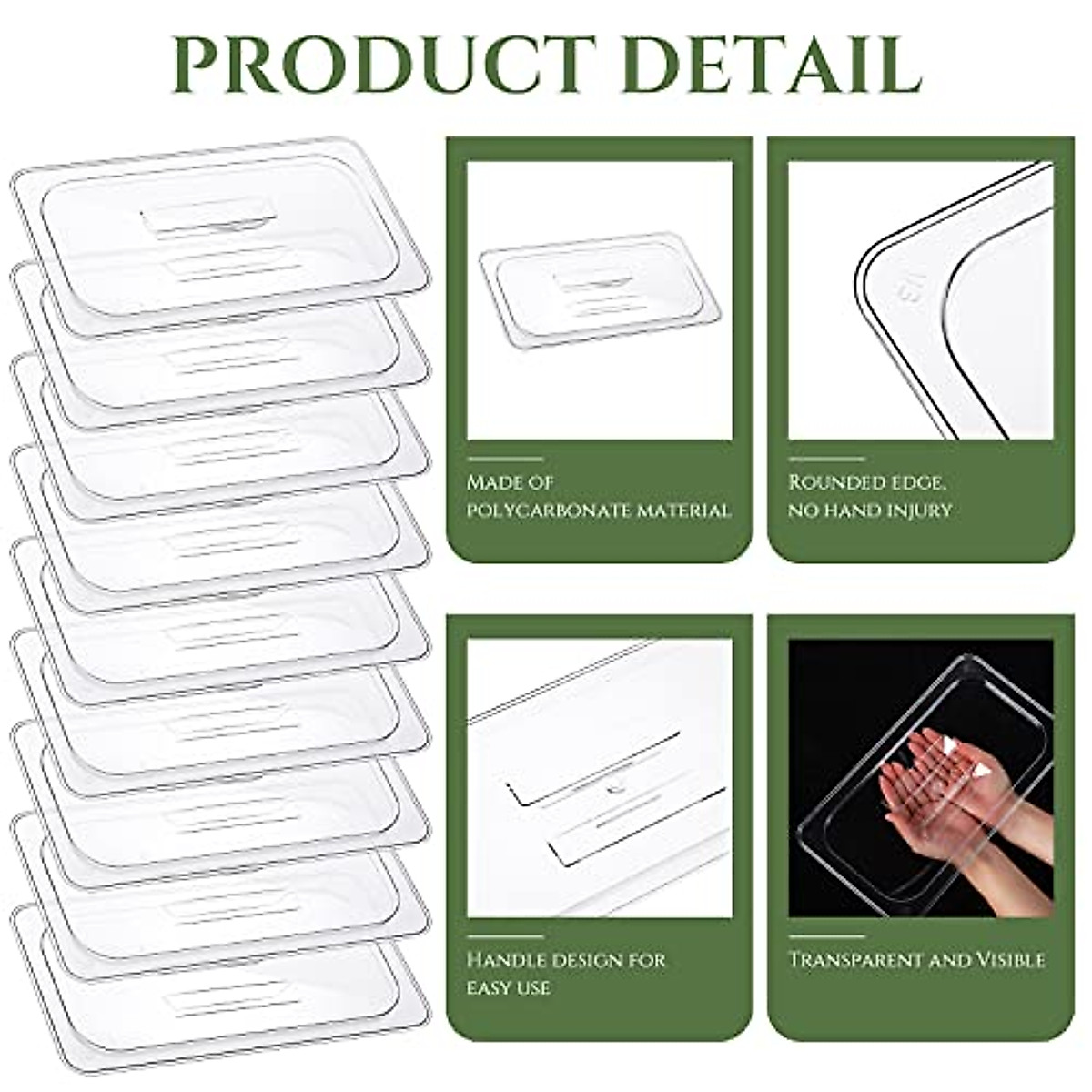 12 Pieces Polycarbonate Universal Handled Food Pan Lid Clear Food Pan Cover with Handle Restaurant Commercial Hotel Pan Lid for Fruits Vegetables Beans Corns (1/3 Size)