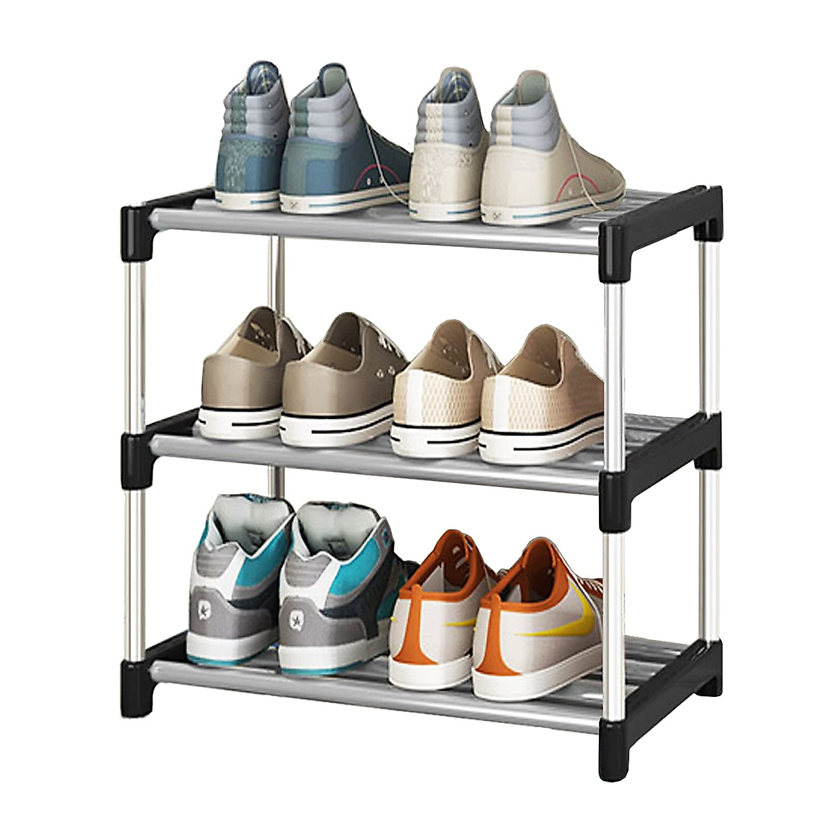 Lechay 1 PC 3-Tier Stackable Small Shoe Rack, Shoe Organization Shoe Holder Entryway for Saving Storage