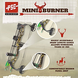PSE ARCHERY, Mini Burner Compound Bow, Mossy Oak Country Camo, Right Hand, 40#