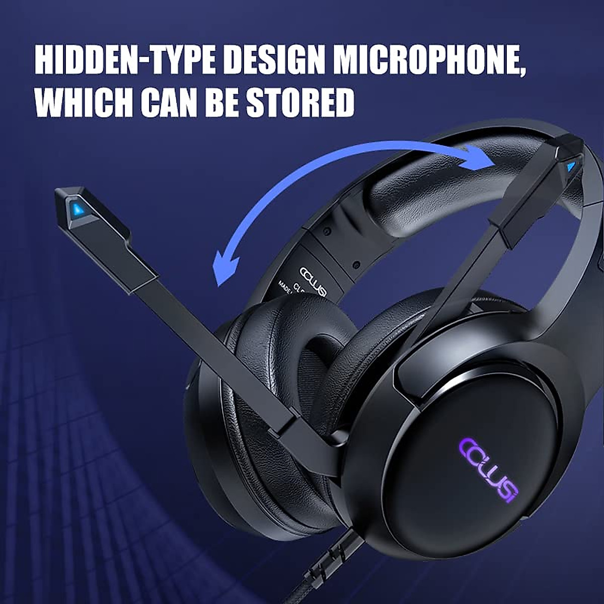 COLUSI C600 AUX Wired Gaming Headset with Hidden-Type Microphone, One Key Mute Over Ear Headphones with 3.5mm Audio Jack RGB Light