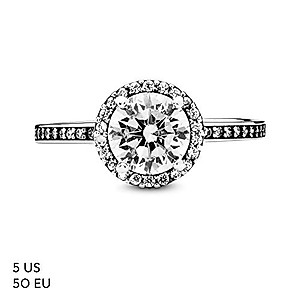 PANDORA Round Sparkle Halo Ring - Silver Ring for Women - Sterling Silver with Clear Cubic Zirconia - Gift for Her - Jewelry for Women with Gift Box - Size 4.5